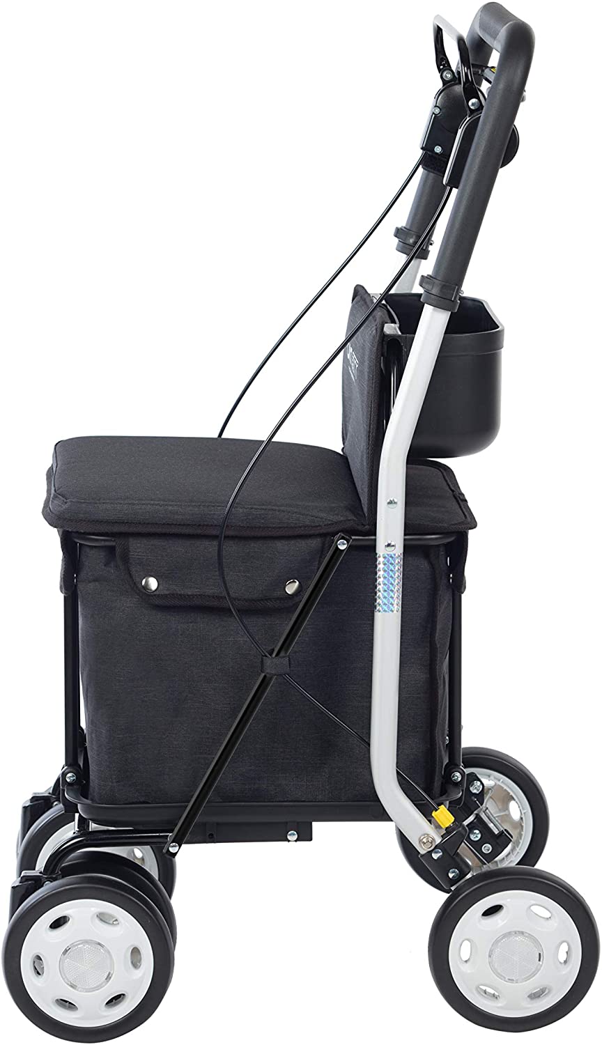 Carlett Trolley Walker, 4 Wheels Shopping Cart with Seat, Max Weight ...