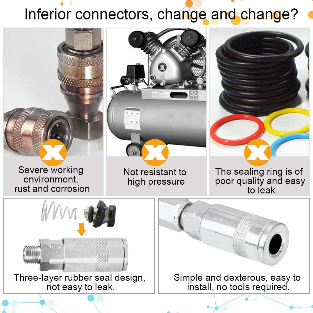 EMAGEREN 10 PCS Air Hose Fitting 1/4″ BSP Air Compressor Fittings ...