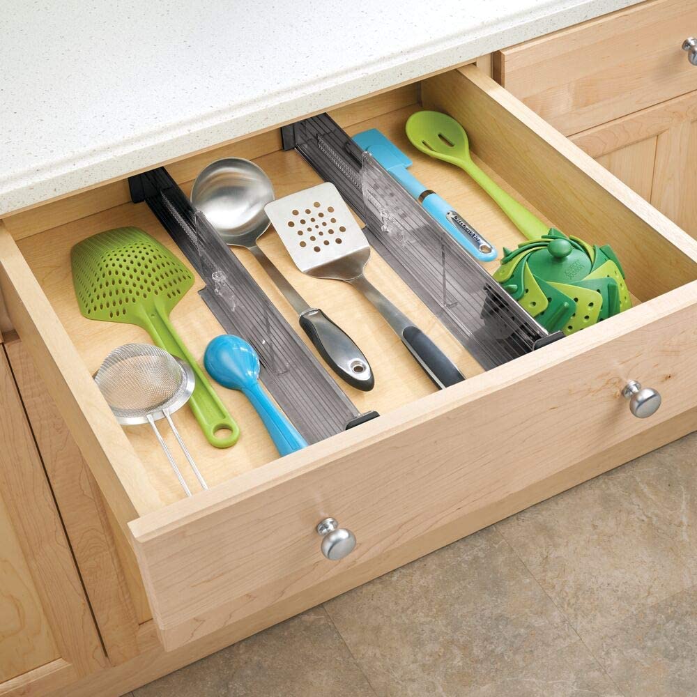 mDesign Set of 4 Drawer Dividers – Expandable Drawer Organiser Set with ...