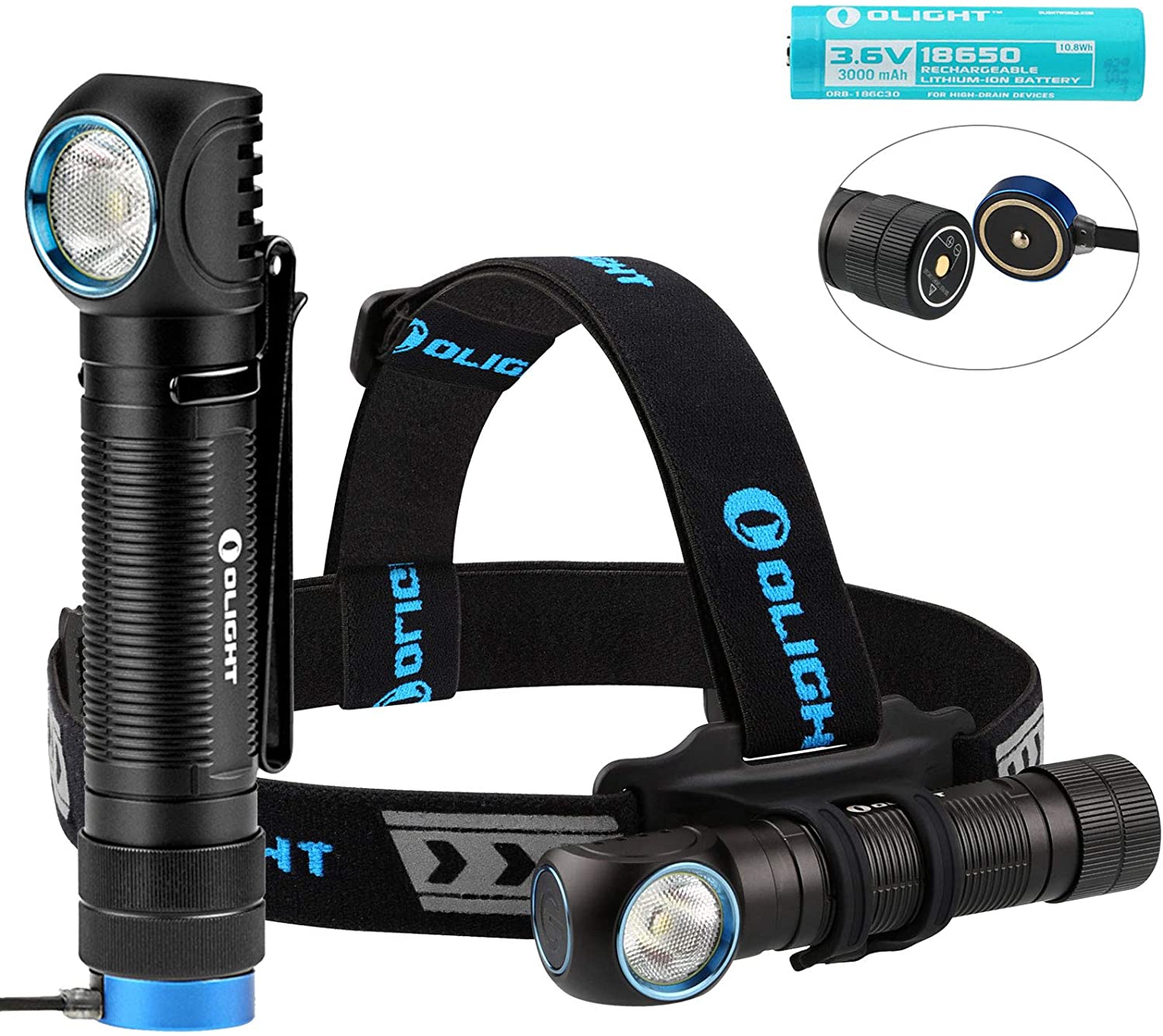 Olight Perun 2 Right Angle Headlamp 2500 Lumens Cool White LED Hand ...