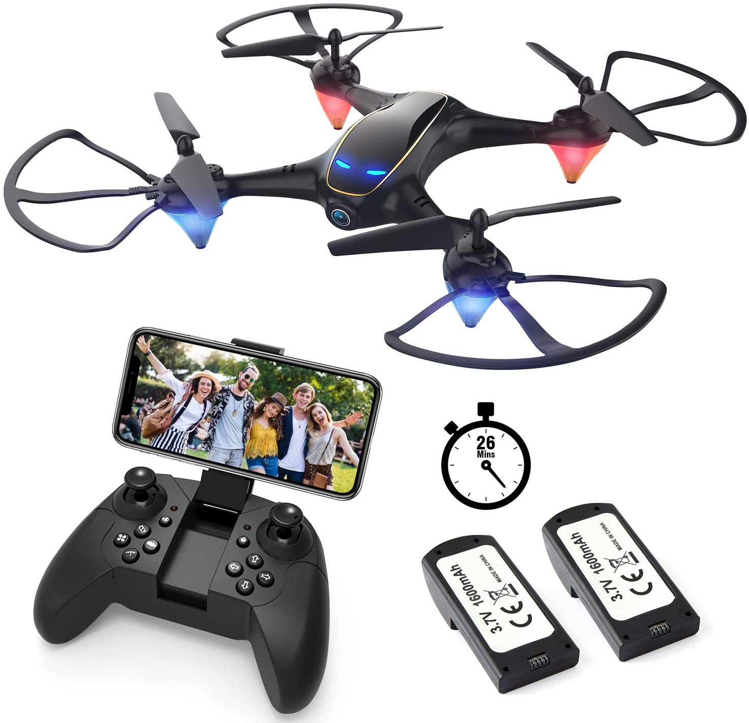 EACHINE E38 Drones with Camera for Adults Long Flight Time WiFi FPV ...