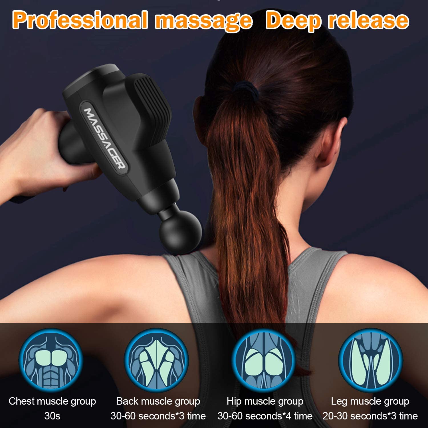SYOSIN Massage Gun, Ultra-Quiet Handheld Deep Tissue Muscle Massager ...
