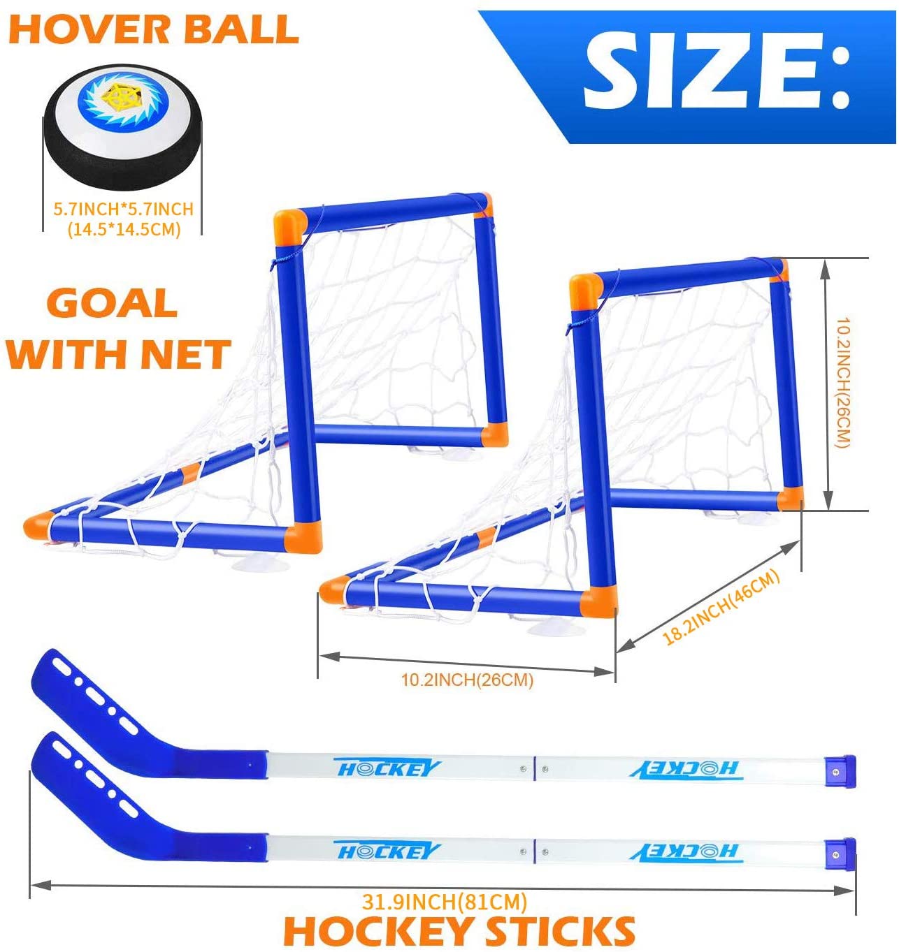 AMOYEE Hover Hockey Set Boys Toys, Hovering Hockey Game with 2 Goals ...