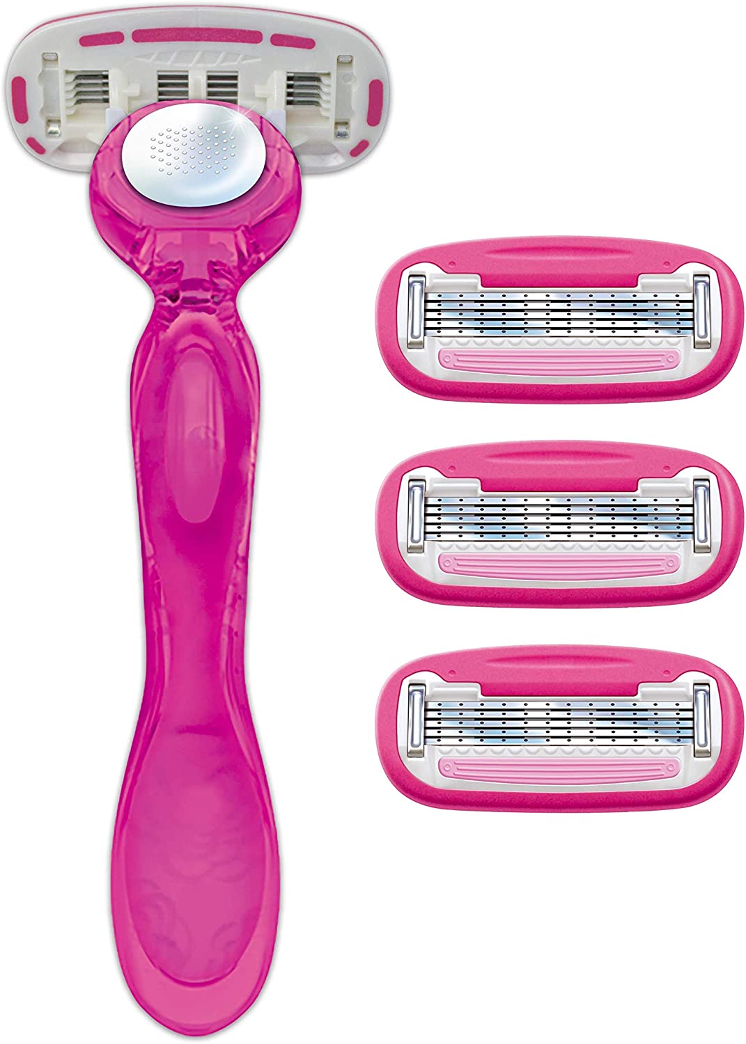 Amazon Brand – Solimo Female 5 Blade Razor with 4 refills with Multi ...