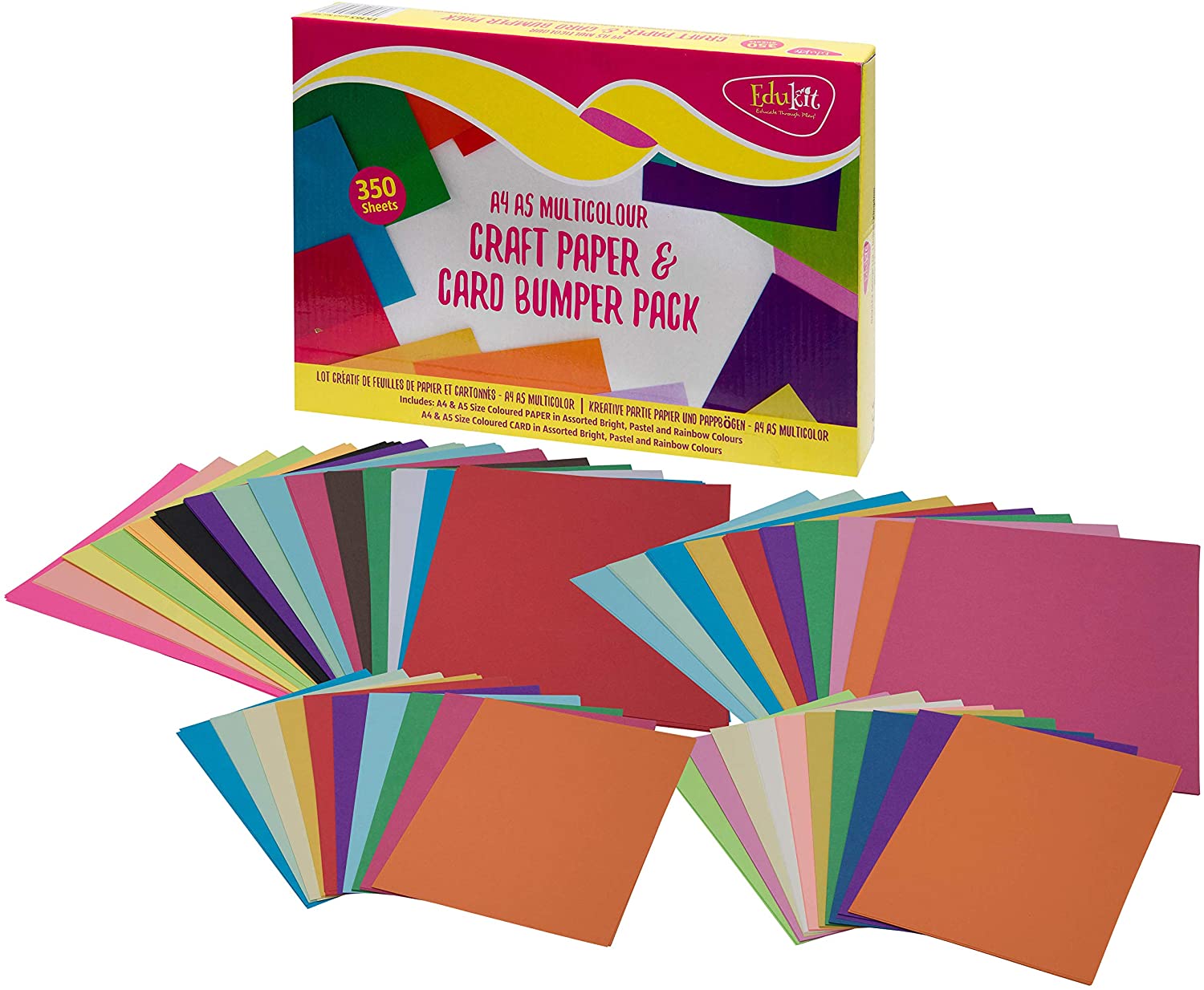 edukit EK165 Papercraft Essentials, Coloured Paper and Card, A4 A5 ...