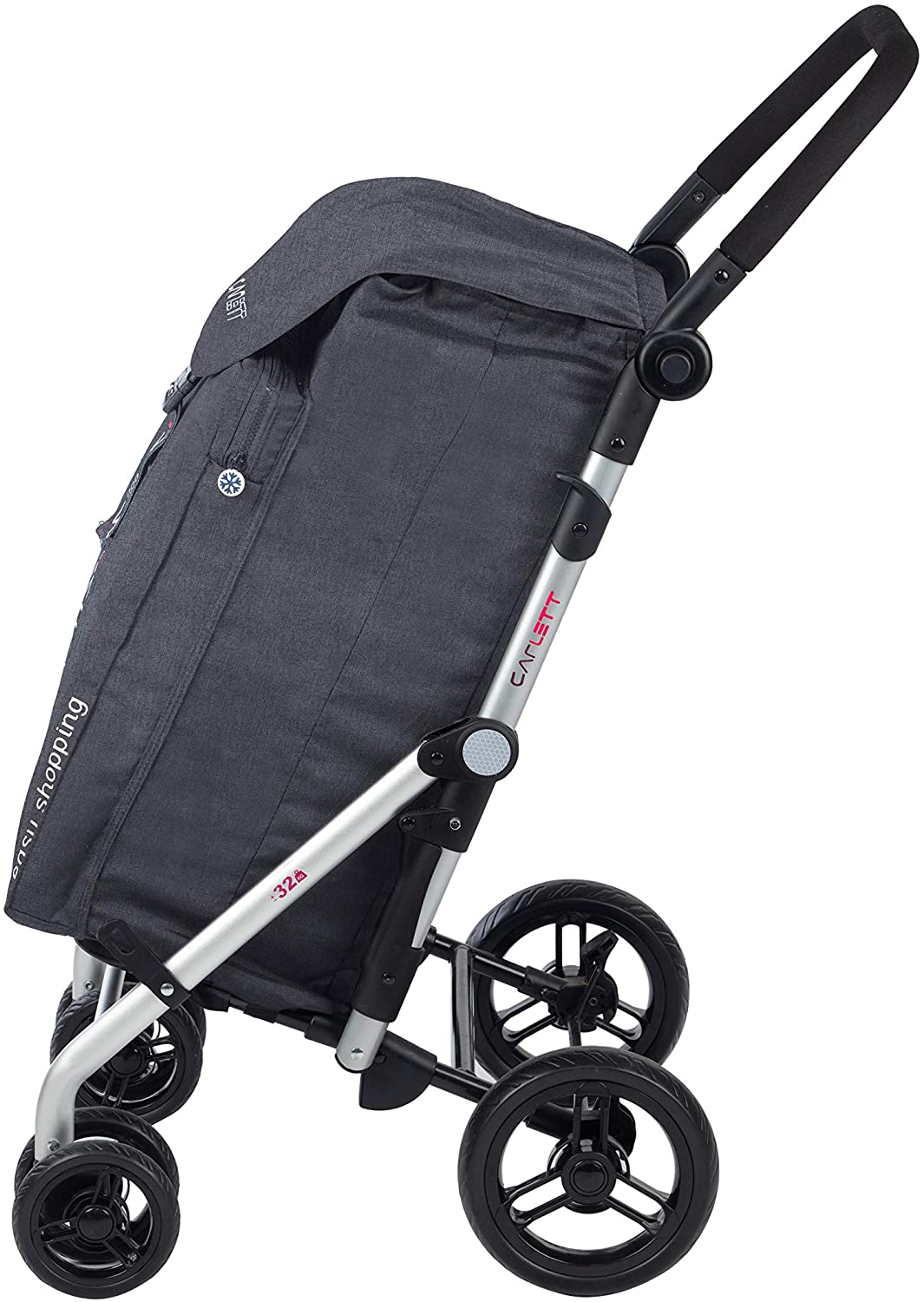 Carlett 4 Wheels Trolley, High Capacity 32kg Foldable Shopping Cart ...