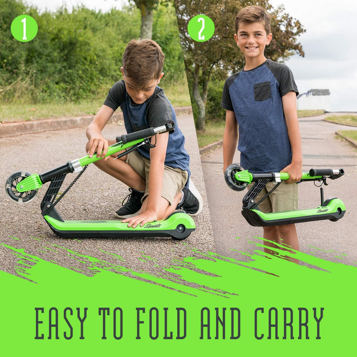 Xootz Kids’ Element Electric Folding Scooter with LED Light Up Wheel ...