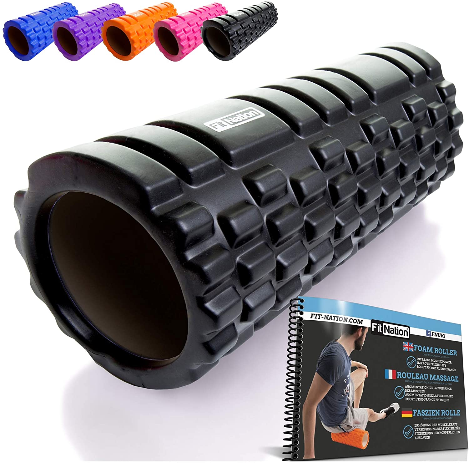 Fit Nation Foam Roller for Muscle Massage with Exercise Book, Ultra ...