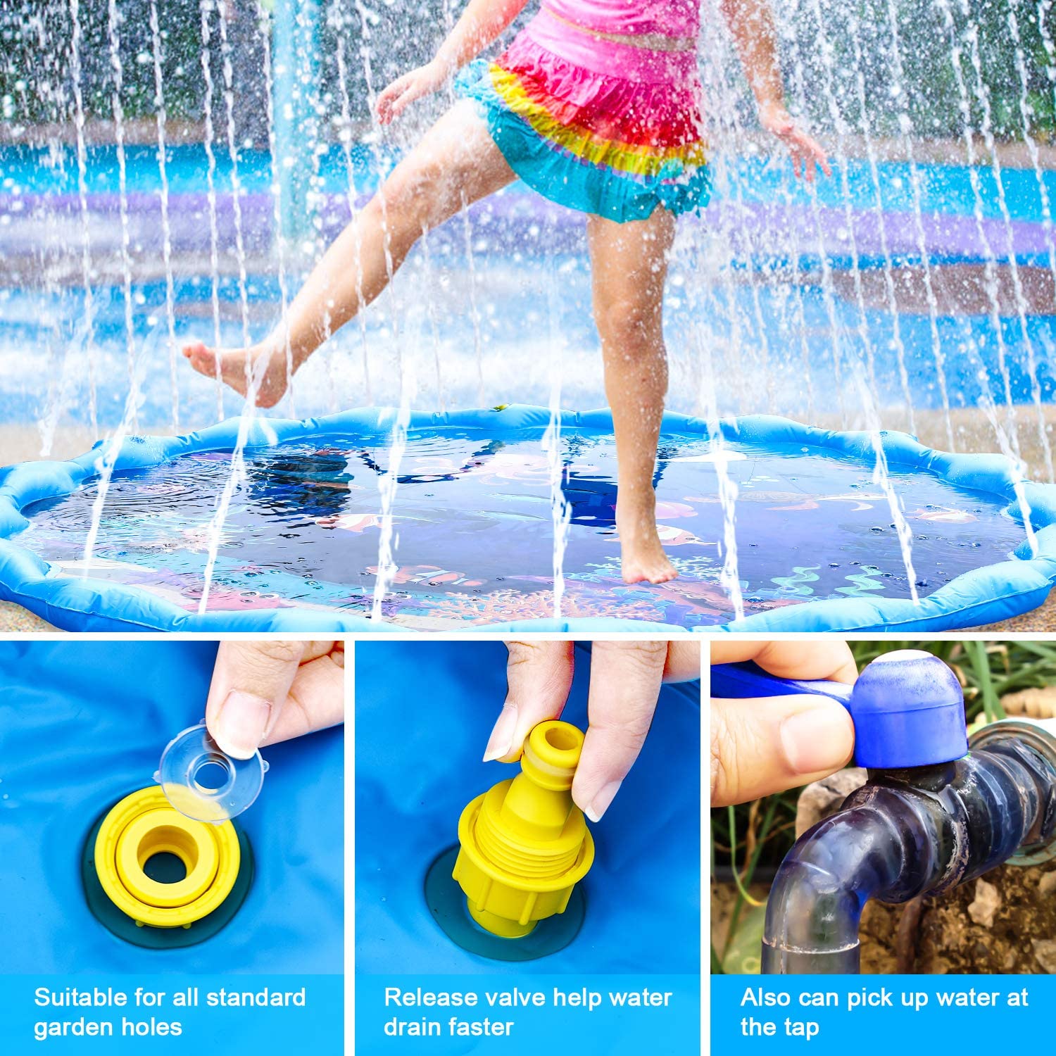 Gifort Sprinkle and Splash Water Play Mat 170cm/68 Inches, Water ...