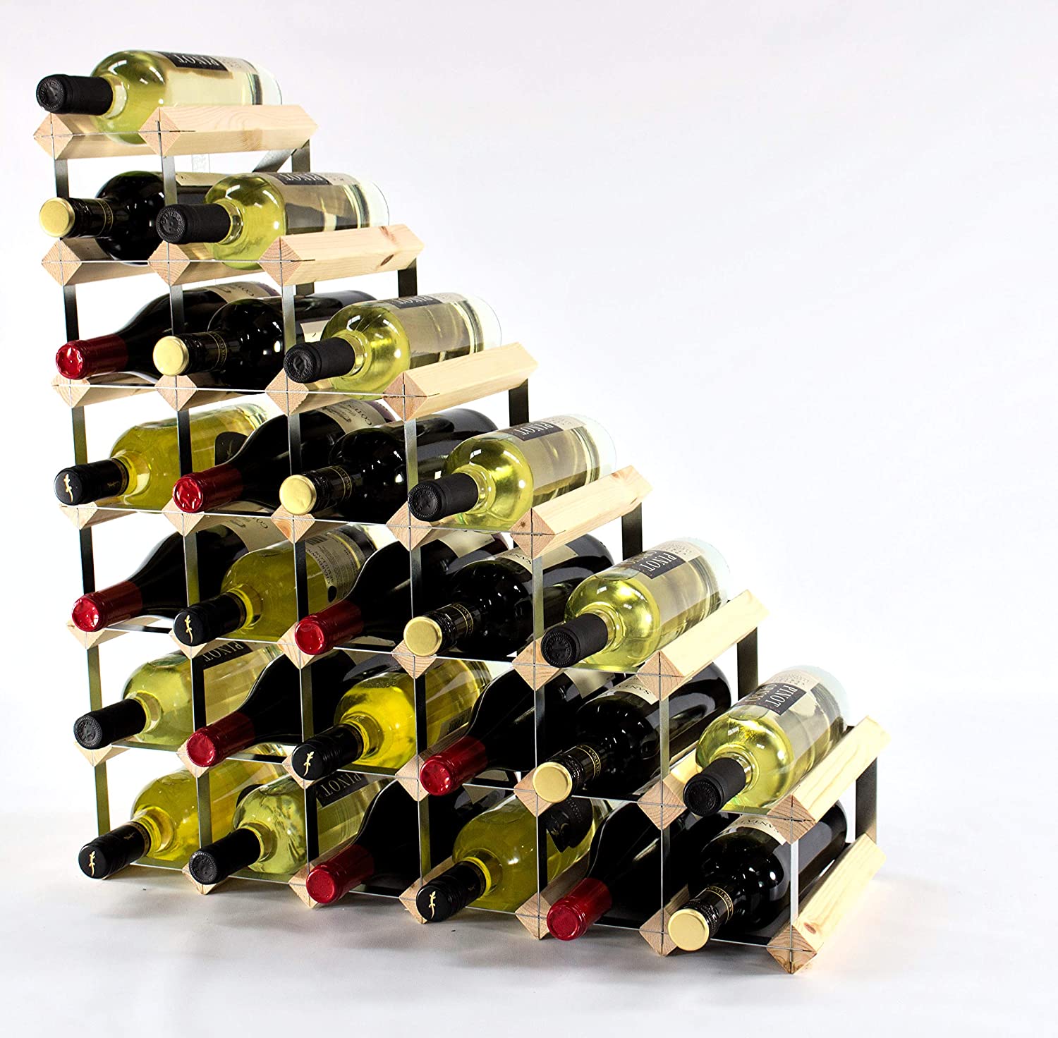 Classic Understairs Pine Wood and galvanised Metal Wine Rack Ready ...