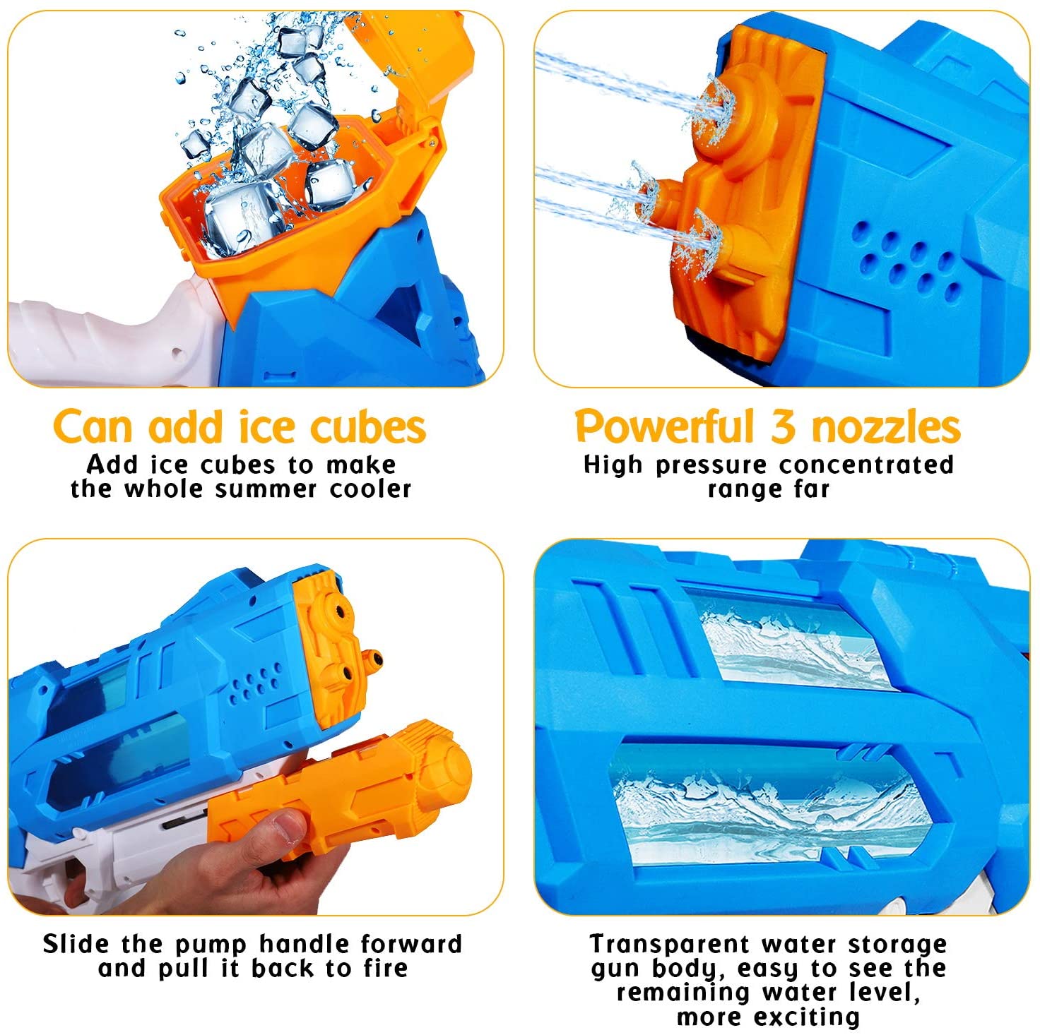 ARANEE Water Gun for Kids, Transparent Squirt-Gun for Adults 32 Ft Long Range Water Shooter for ...