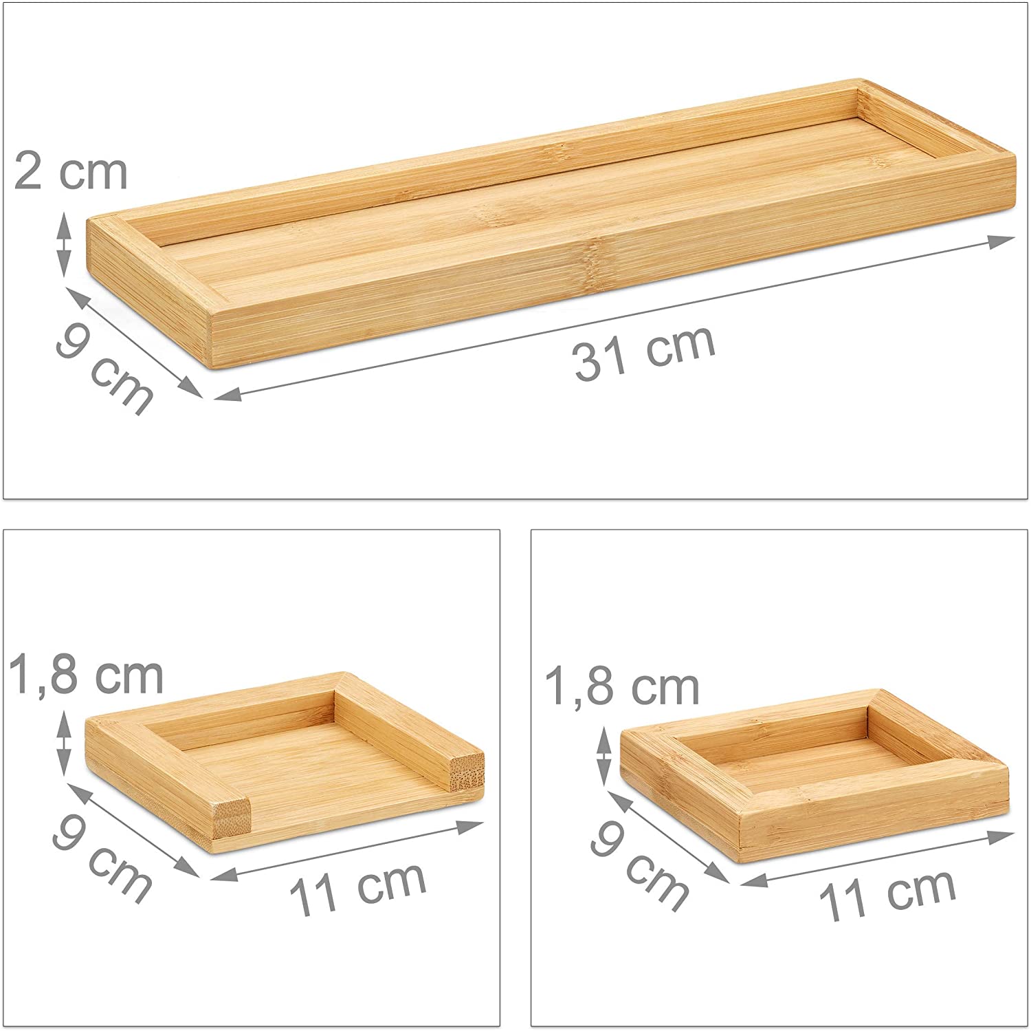 Relaxdays Bamboo Pen Holder, 3-Piece Desk Organiser, Pen & Note Holder ...