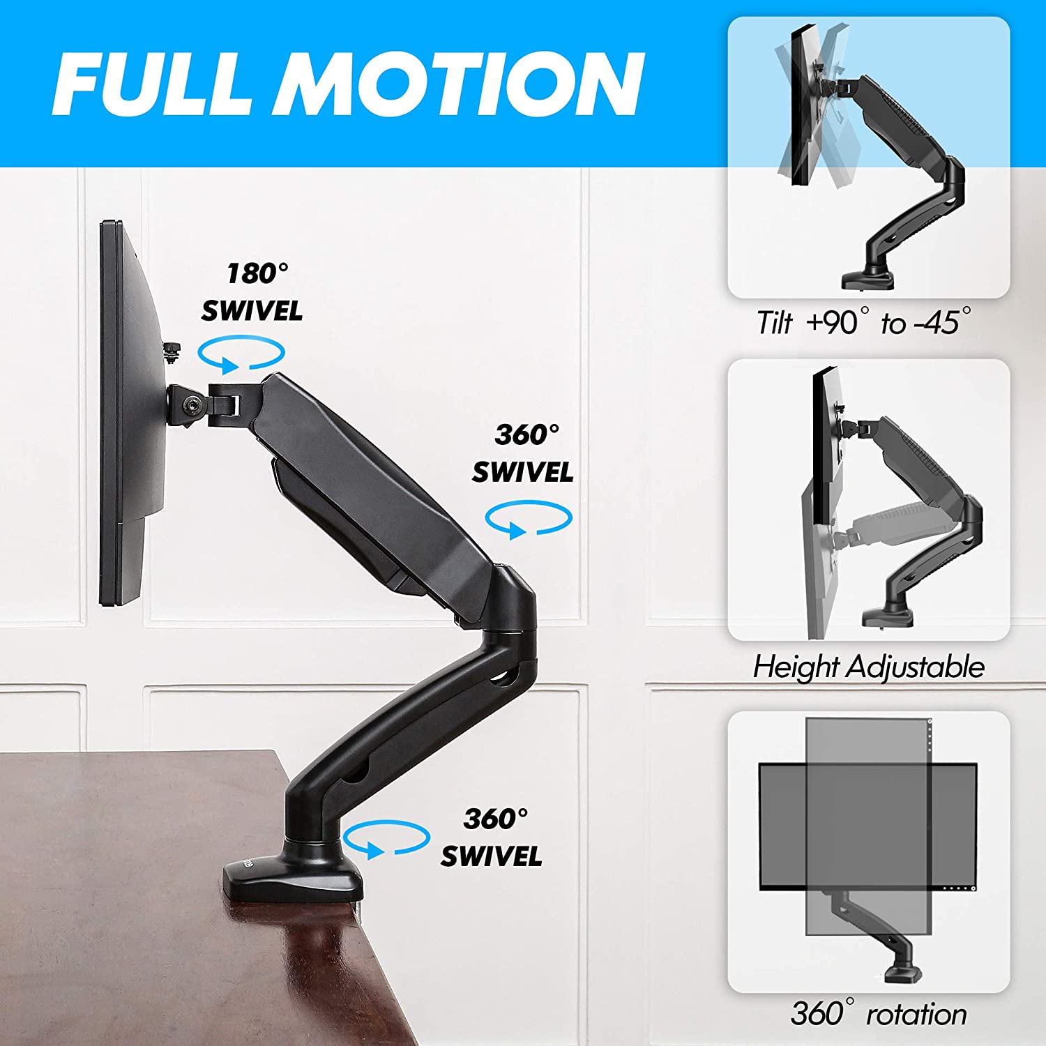 Amazon Brand-Eono by Amazon Monitor Arm Adjustable Gas Spring Full ...