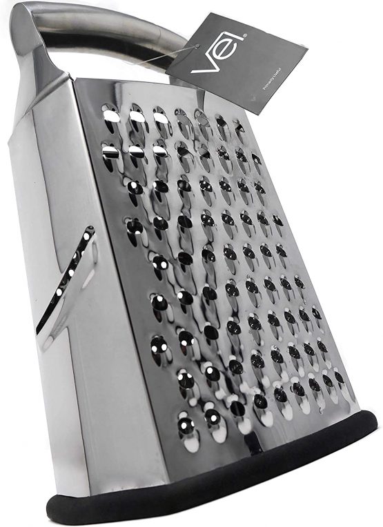 Vel. Professional Non-Slip Stainless Steel Box Grater with Curved ...