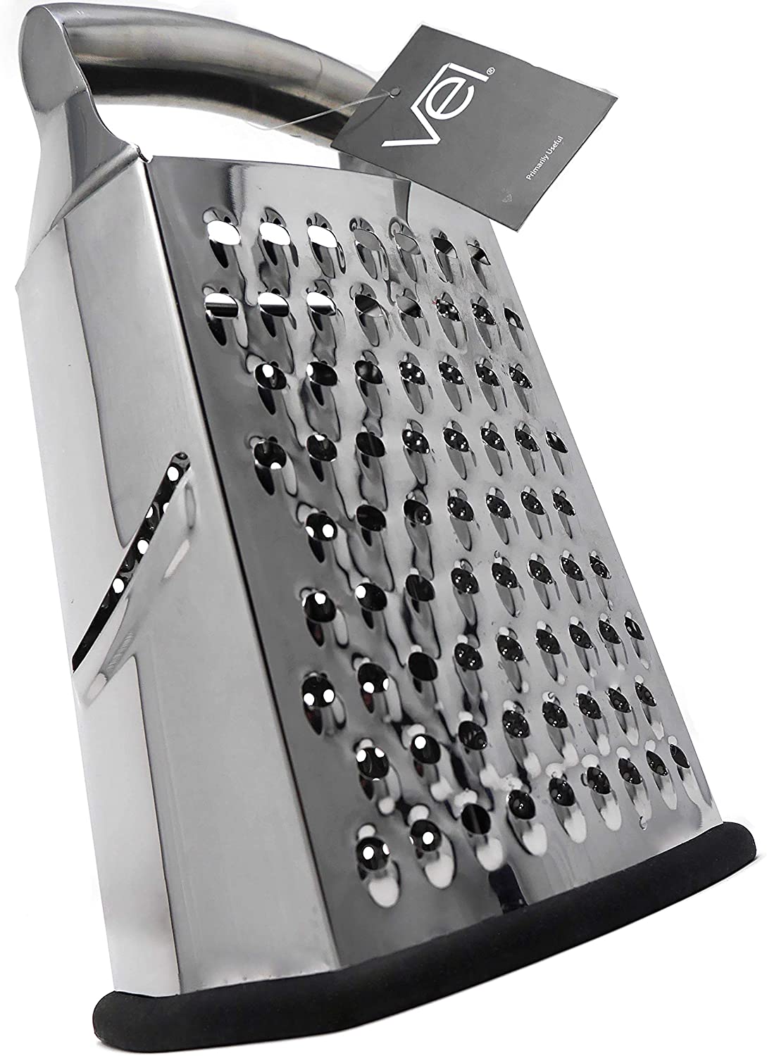 Vel. Professional Non-Slip Stainless Steel Box Grater with Curved ...