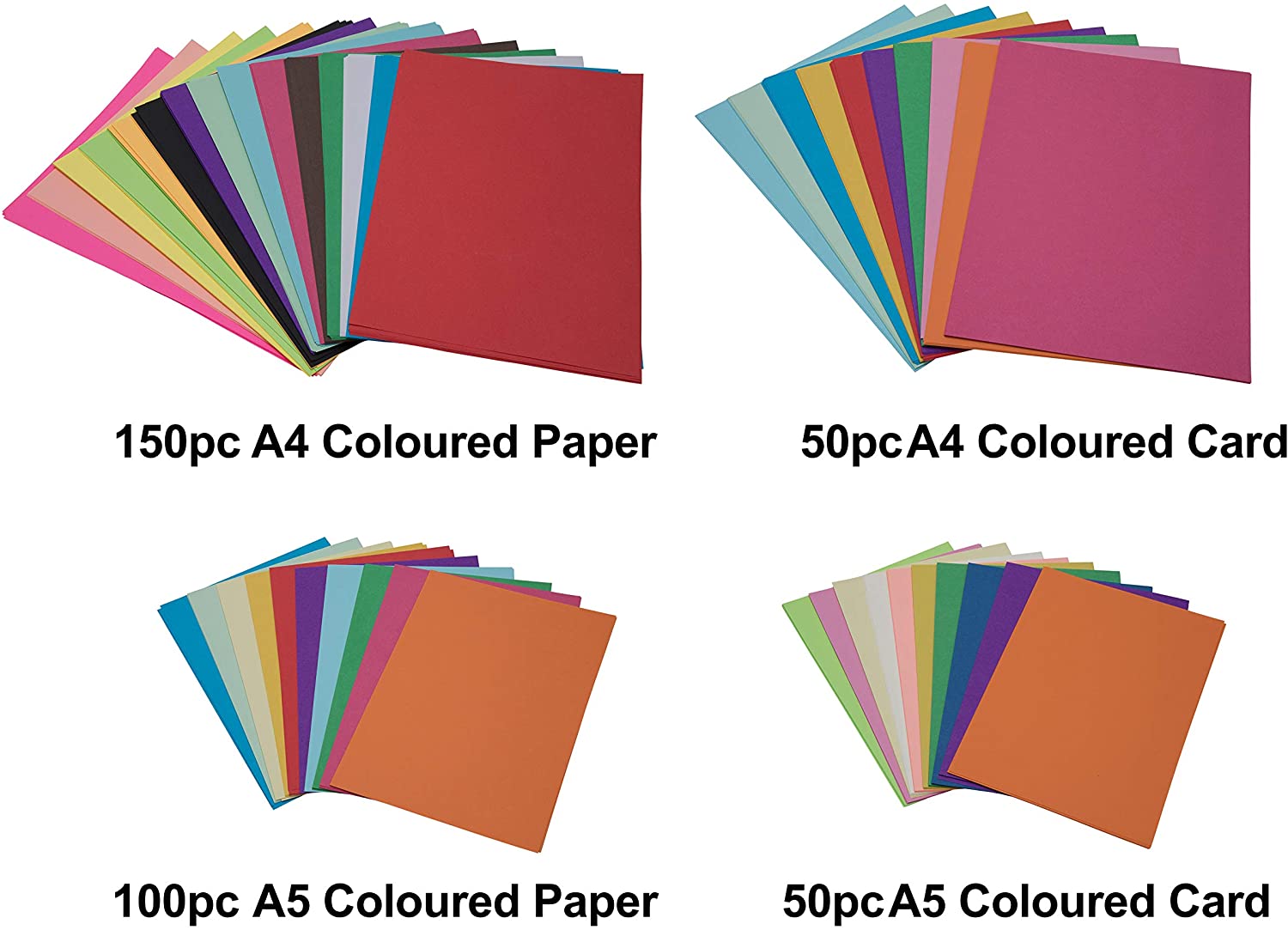 edukit EK165 Papercraft Essentials, Coloured Paper and Card, A4 A5 ...