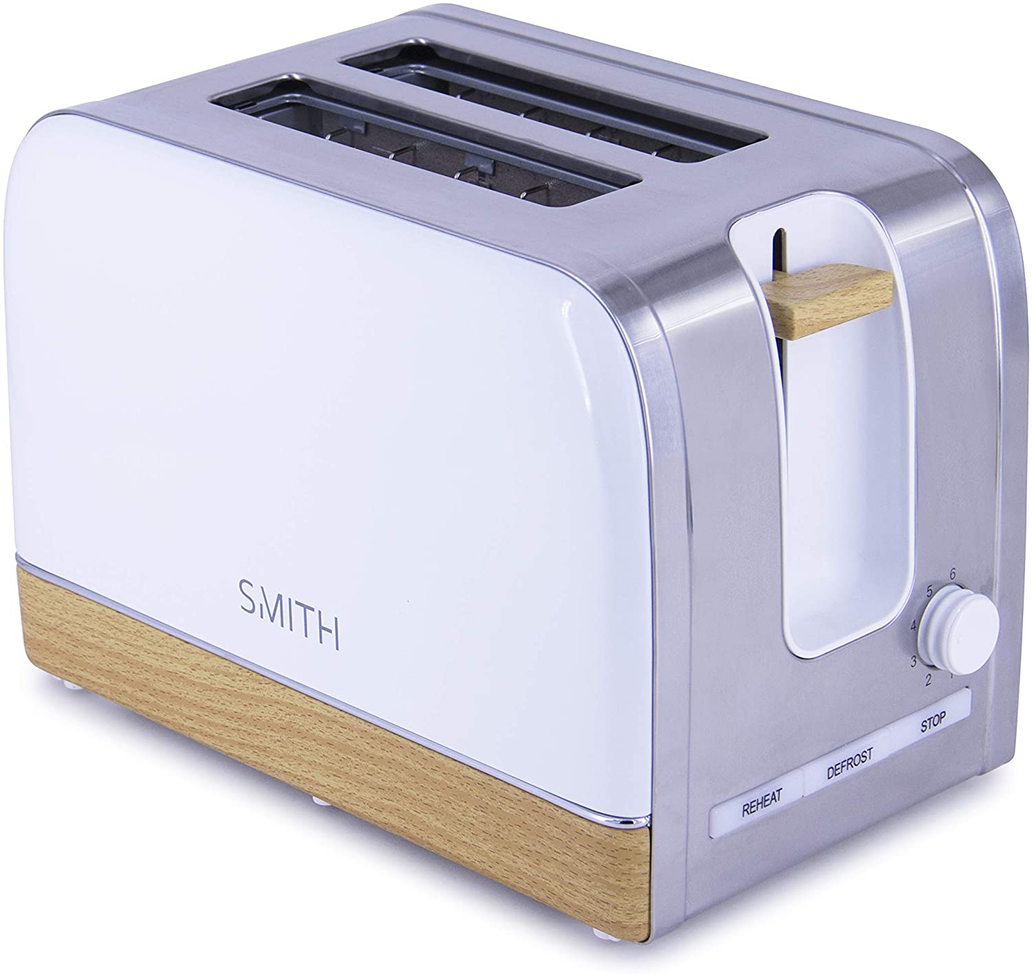 Smith-Style Premium Toaster 2 Slice Chrome & Wooden Effect Decoration ...