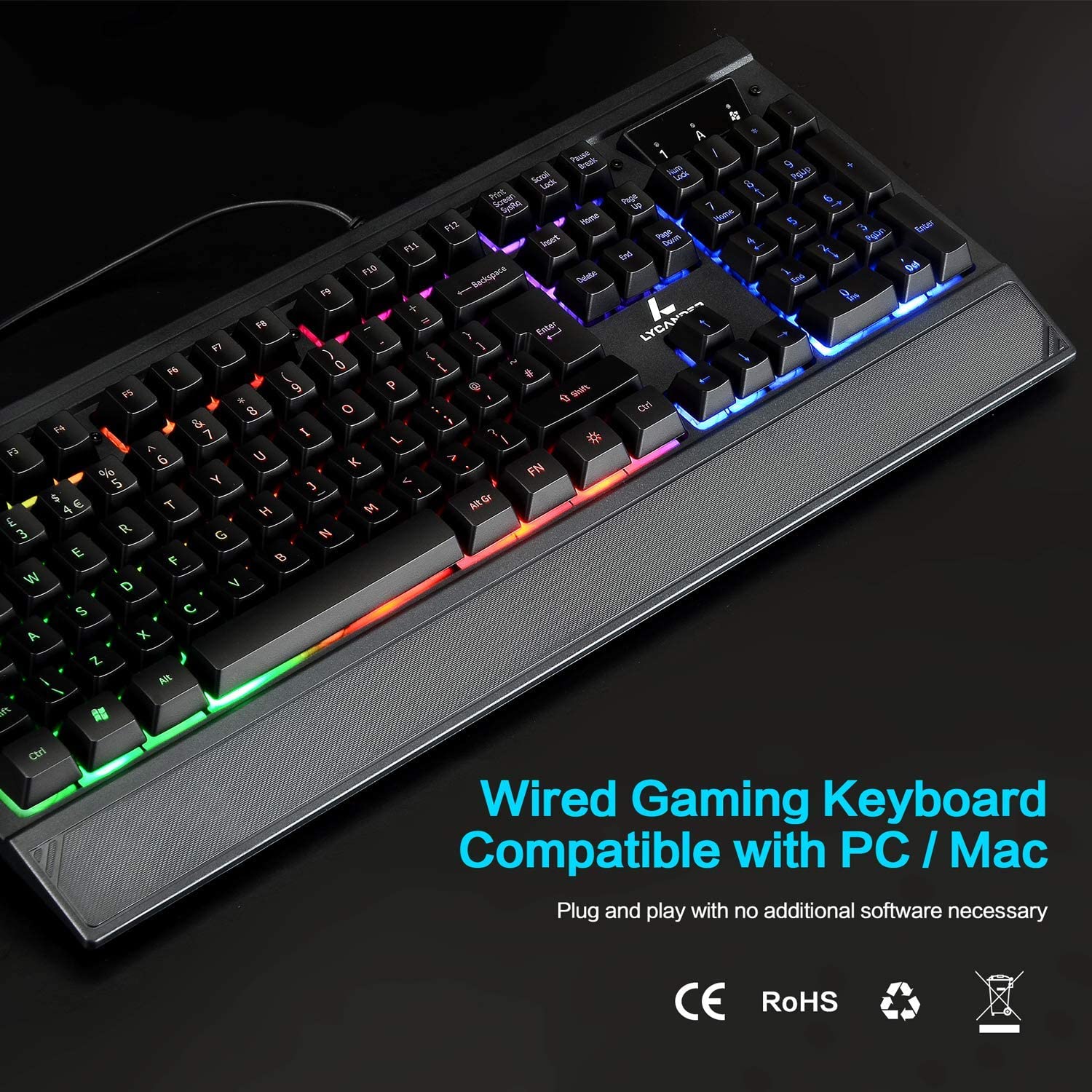 LYCANDER Gaming Keyboard Germany, Wired Keyboard – 19 anti-ghosting ...