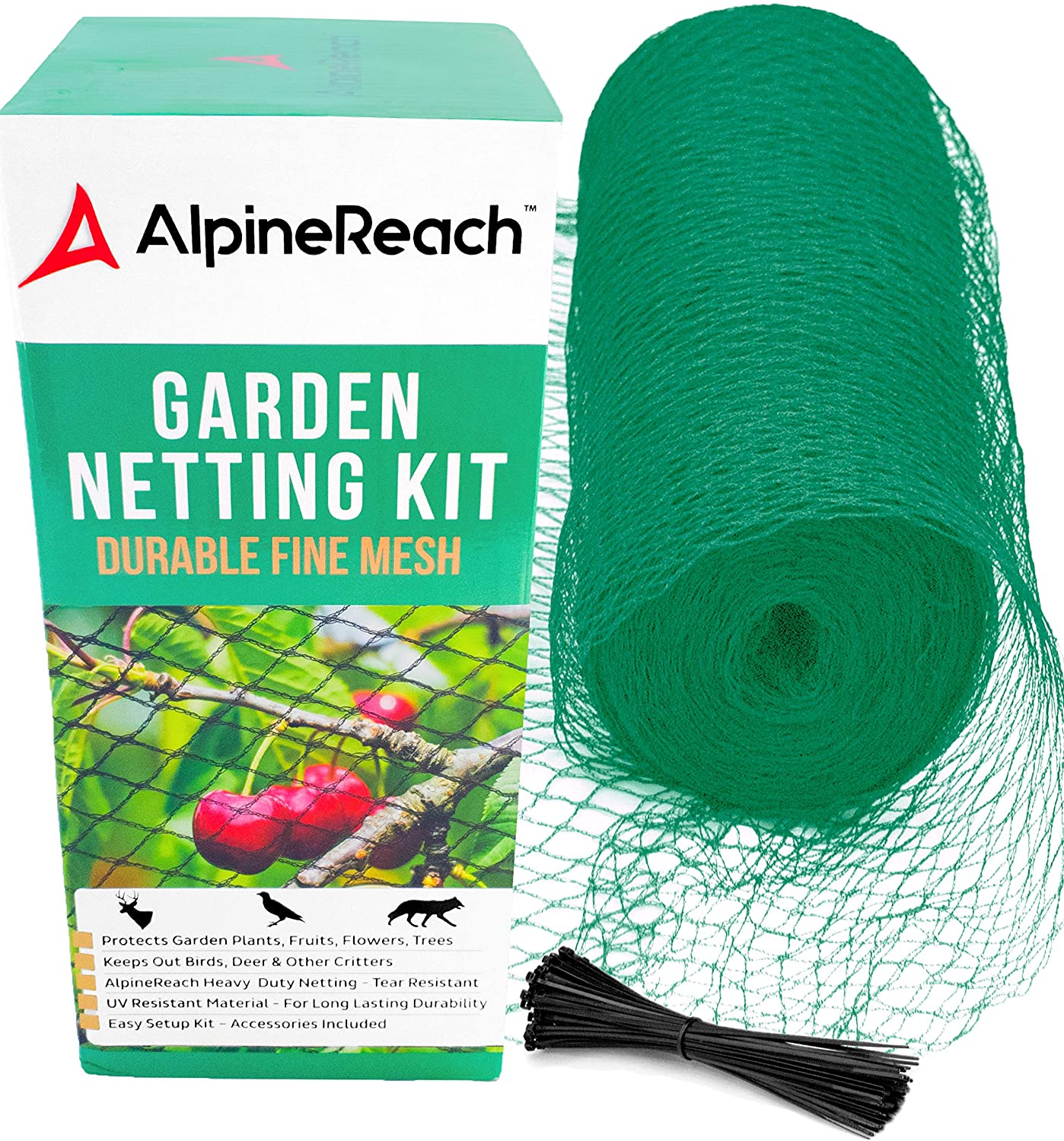 AlpineReach Garden Netting Kit – Bird Netting 2m x 20m Green – Protect ...