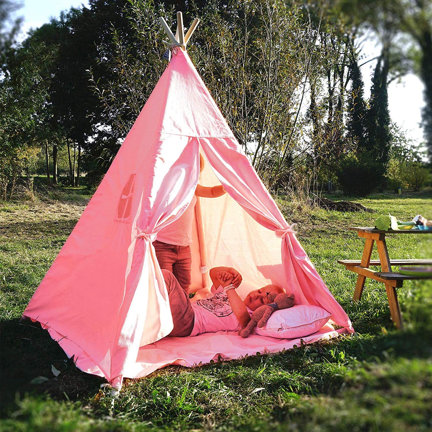 LUVODI Kids Teepee Play Tent Children Indian Wigwam Playhouse Line ...
