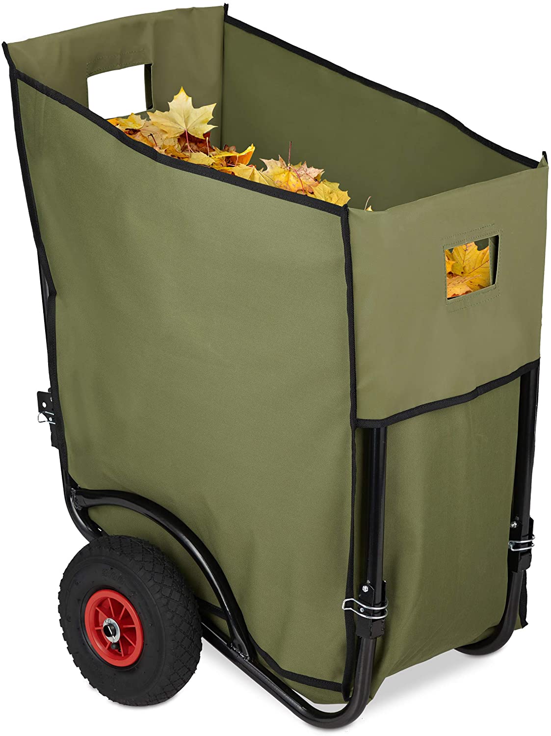 Relaxdays Garden Bin Cart, Large Foliage Waste Collector, Foldable ...